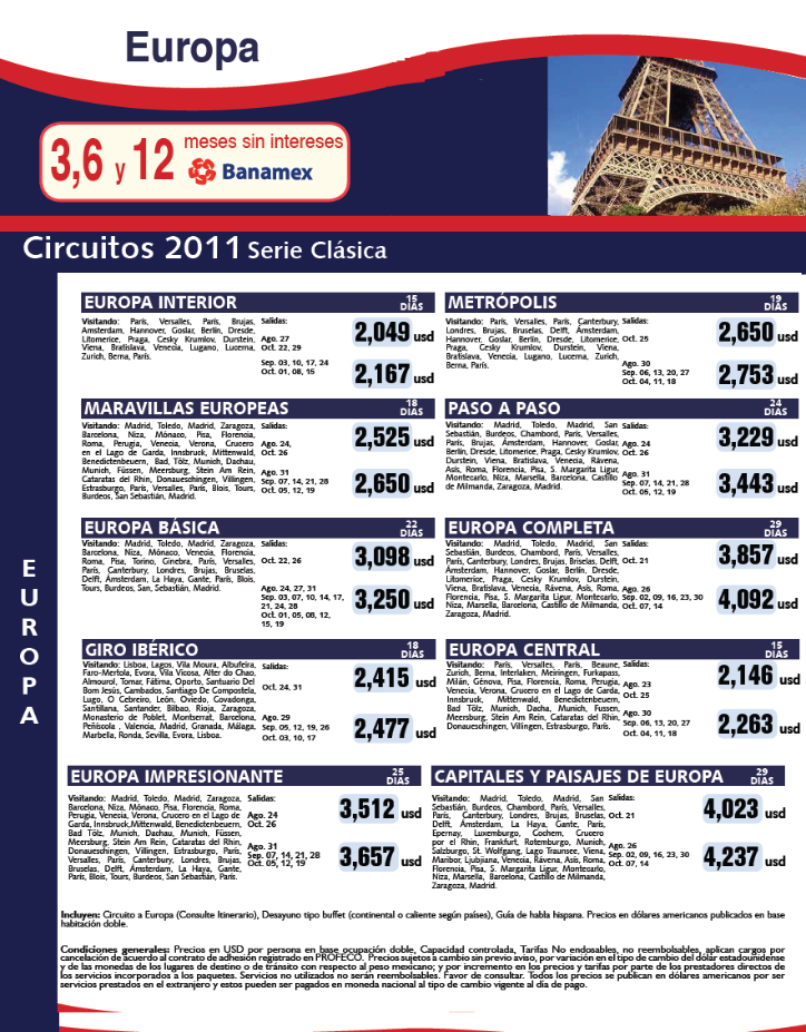 Tours a Europa Europamundo ..Paquetes a Europa 1999-1697,5601-1493